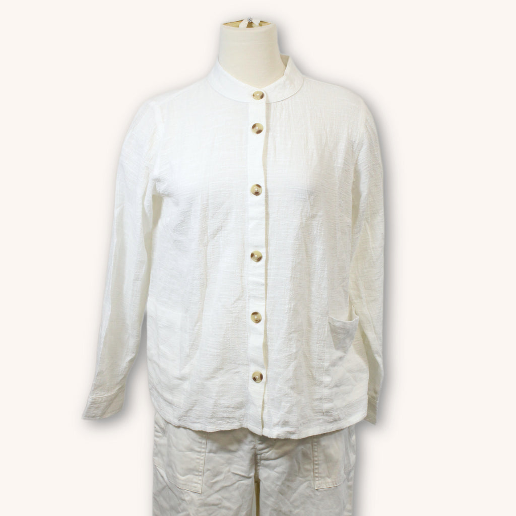 GAUZY WHITE BUTTON UP – FABSCRAP